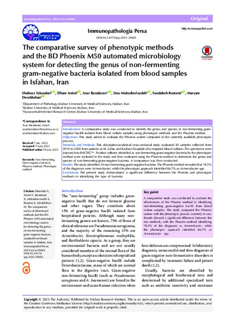 Pdf The Comparative Survey Of Phenotypic Methods And The Bd Phoenix M50 Automated Microbiology