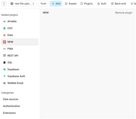 After Installing A Plugin Via Npm The Weweb Interface Stopped