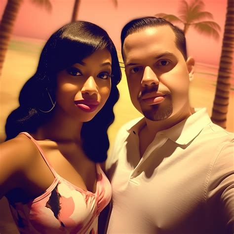 Premium Photo Interracial Couple Chubby Mixed Race Girl With White Guy Synthwave