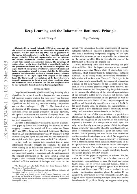 pdf deep learning and the information bottleneck principle
