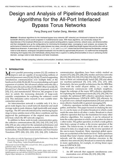 Pdf Design And Analysis Of Pipelined Broadcast Algorithms For The All Port Interlaced Bypass