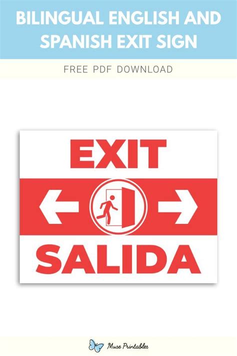 Printable Bilingual English And Spanish Exit Sign Template Bilingual English Exit Sign