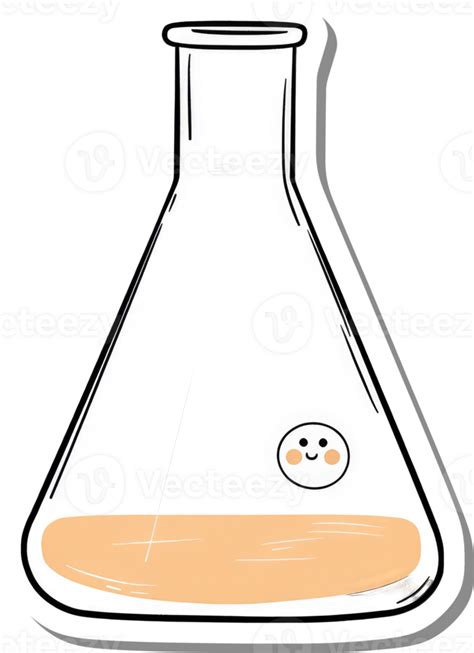 Cute Erlenmeyer Flask With Happy Face And Liquid 55446253 Png