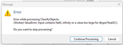 Error While Processing Classifyobjects Due To Valueerror Image