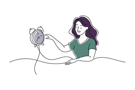 Premium Vector Woman Setting An Alarm Clock And Going To Sleep Doodle