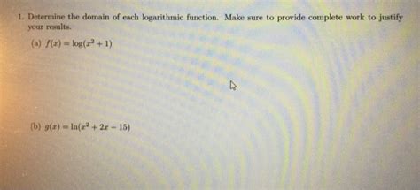 Solved Determine The Domain Of Each Logarithmic Function Chegg