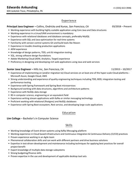 Java Engineer Resume Samples Velvet Jobs Java Engineer Resume Samples Velvet Jobs