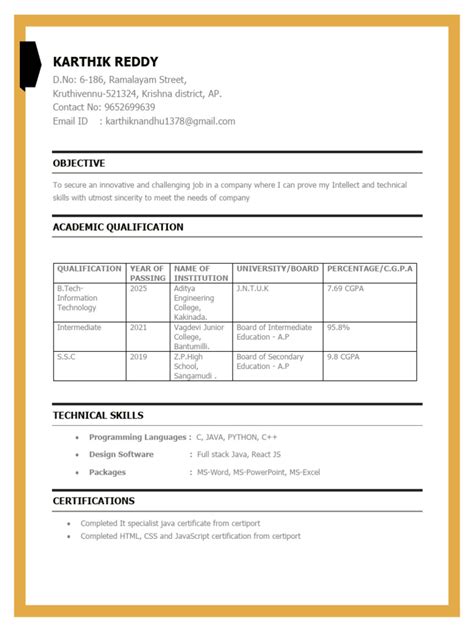 Karthik Resume Pdf
