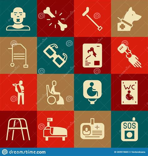 Set Press The Sos Button Separated Toilet For Disabled Prosthesis Hand Walking Stick Cane