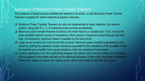 Maximum Power Transfer Theorem Pptx Computer Networking Computing