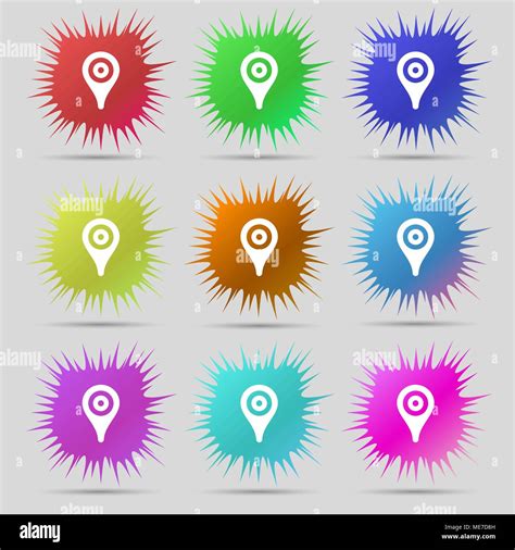 Map Pointer Gps Location Icon Sign A Set Of Nine Original Needle Buttons Vector Illustration