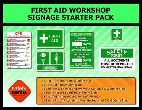 First Aid Workshop Signage Starter Pack Safety Genius