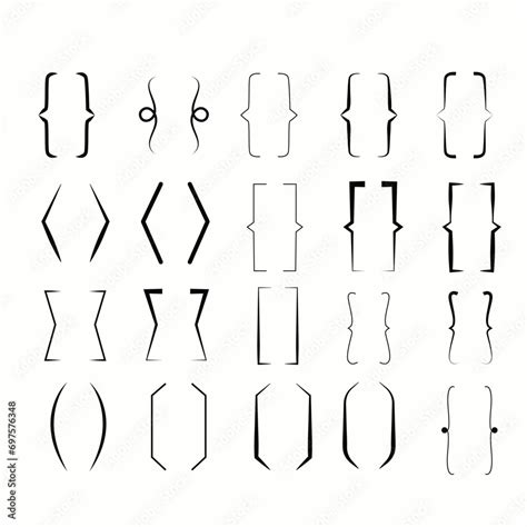 Black Bracket Set Vintage Speech Brackets Line Text Braces Calligraphy Symbols Curly