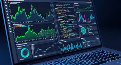 A Laptop Screen Displays Multiple Data Visualizations And Programming