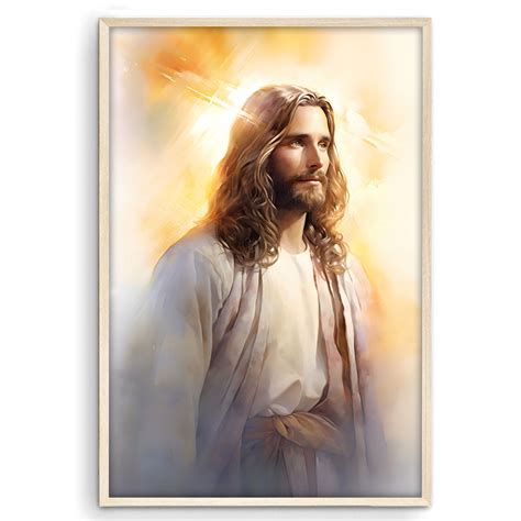 Eastern Print Portrait Of Jesus Christ Looking Towards A Beautiful
