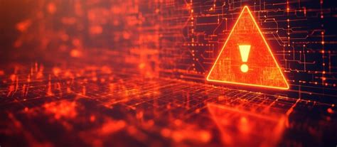 Digital Warning Alert Symbol On Futuristic Red Background Representing