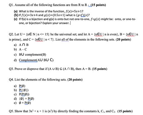 Solved Q Assume All Of The Following Functions Are From R Chegg Com
