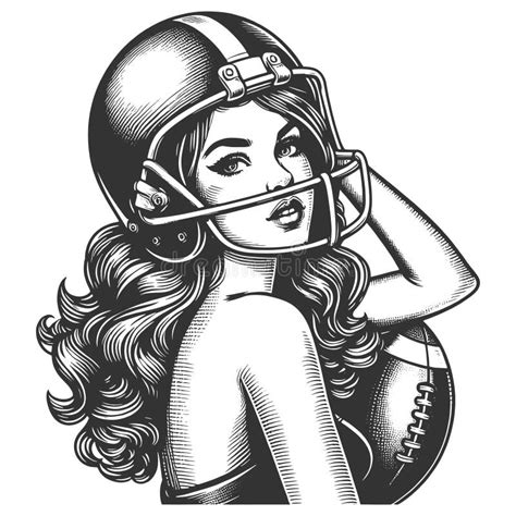 Pin Up Girl Football Helmet Vector Illustration Stock Illustration