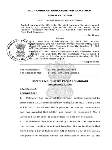 Anshul Kulshreshtha Vs Smt Swarnima Kulshreshtha And Anr Pdf Government Judiciaries