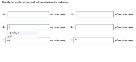 Solved Identify The Number Of Core And Valence Electrons For
