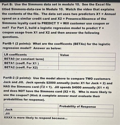 solved part b use the simmons data set in module 10 see