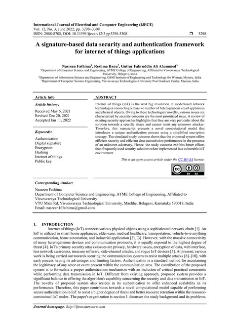 A Signature Based Data Security And Authentication Framework For Internet Of Things Applications