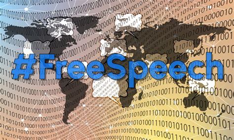 Digital World Map Overlaid With Binary Code And Hashtag Freespeech