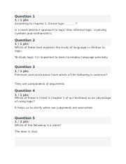Quiz Docx Question Pts According To Chapter Formal Logic Is A More Abstract