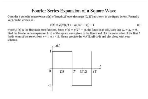 Solved Fourier Series Expansion Of A Square Wave Consider A