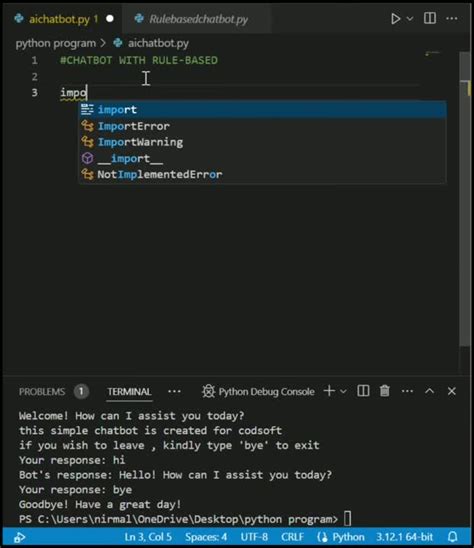 Codsoft Internship Ai Projects Python Tanishka Borade