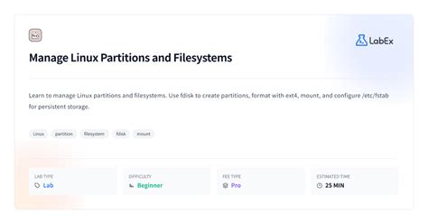 Manage Linux Partitions And Filesystems Comptia Linux Labex