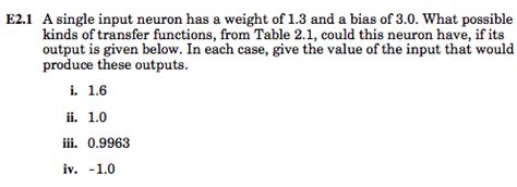 Solved E A Single Input Neuron Has A Weight Of And A Chegg