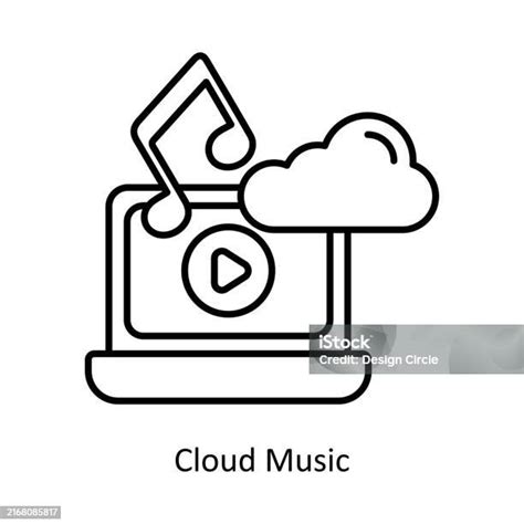 클라우드 음악 벡터 개요 아이콘 디자인 일러스트 흰색 배경에 음악 장비 기호 Eps 10 파일 0명에 대한 스톡 벡터 아트 및 기타 이미지 Istock