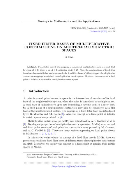 Pdf Fixed Filter Bases Of Multiplicative Contractions On