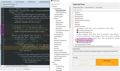 using dark eclipse color theme and comparison editor stack overflow