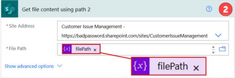 how to get sharepoint file content in power automate file paths vs