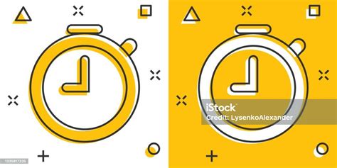 만화 스타일의 벡터 만화 시계 타이머 아이콘 시간 알람 개념 일러스트 그림 그림 스톱워치 클럭 비즈니스 스플래시 효과 컨셉 0명에 대한 스톡 벡터 아트 및 기타 이미지