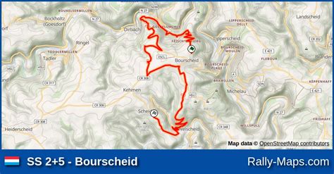 Ss 25 Bourscheid Stage Map Tour De Luxembourg 2001 Erc 🌍 Rally