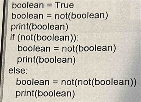 Solved Boolean Tru Bool Ear 1 Notboolean Printboolean If Not