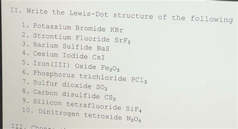 Solved Write The Lewis Dot Structure Of The Following 1 Potassium