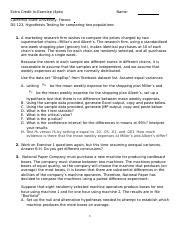 Ch 10 Hypothesis Test For Two Population Means Docx Extra Credit In Exercise 4pts Name