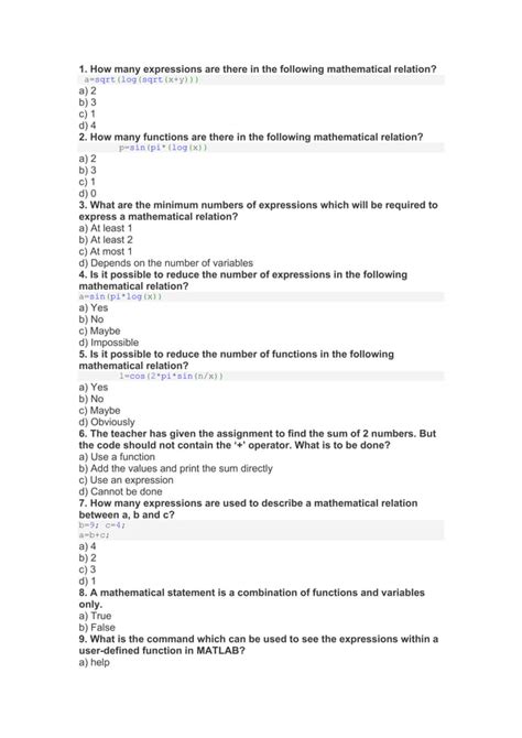 Matlab Questions And Answerspdf