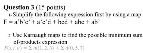 solved question 3 15 points 1 simplify the following