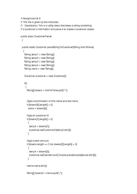 Assignment 8customer Parser Assignment 8 This File Is Given