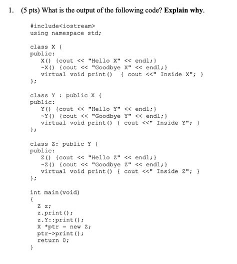 1 5 Pts What Is The Output Of The Following Code