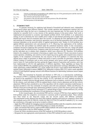 Improved Particle Swarm Optimization Algorithms For Economic Load Dispatch Considering Electric