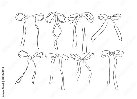 Cute Coquette Ribbon Bow Vector Soft Girl Bow Clip Art Vector Hand