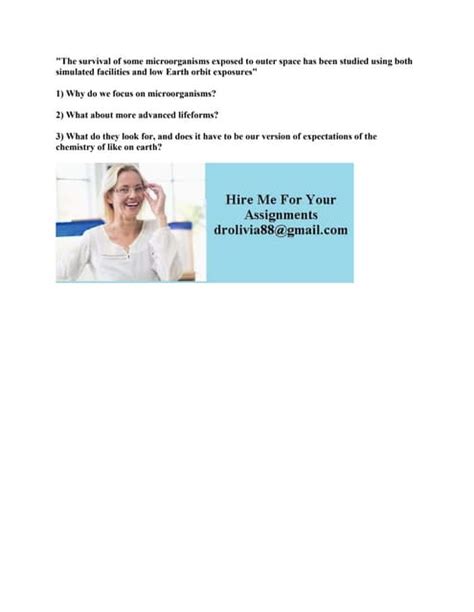 The Survival Of Some Microorganisms Exposed To Outer Space Has Been S Docx