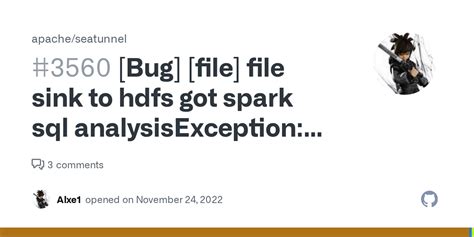 Bug File File Sink To Hdfs Got Spark Sql Analysisexception Text