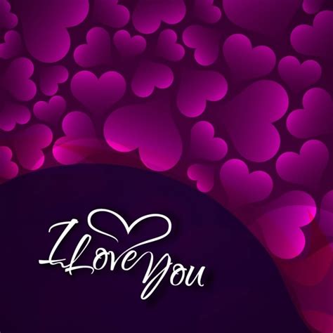 Free Vector I Love You Card With Purple Hearts
